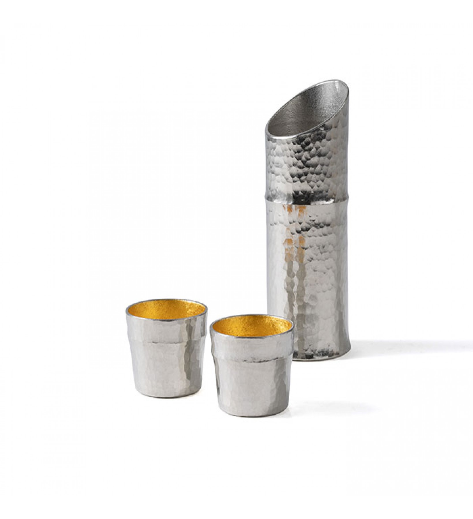 Bamboo Hammered Pewter Sake Set